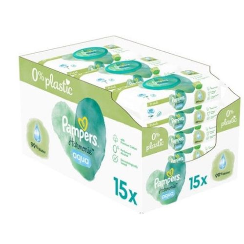 Pampers vlažne maramice Harmonie Aqua Plastic Free 15X48 XXL