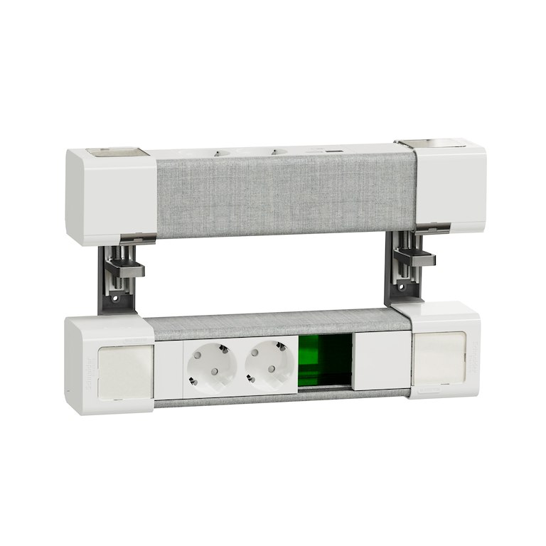 SE Unica system+ – Stona jedinica L 2xDE utičnica+USBA/C (RJ ispod)-bela/siva