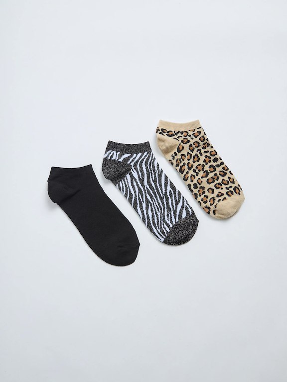 Čarape sa životinjskim dezenom od lureksa Var crna