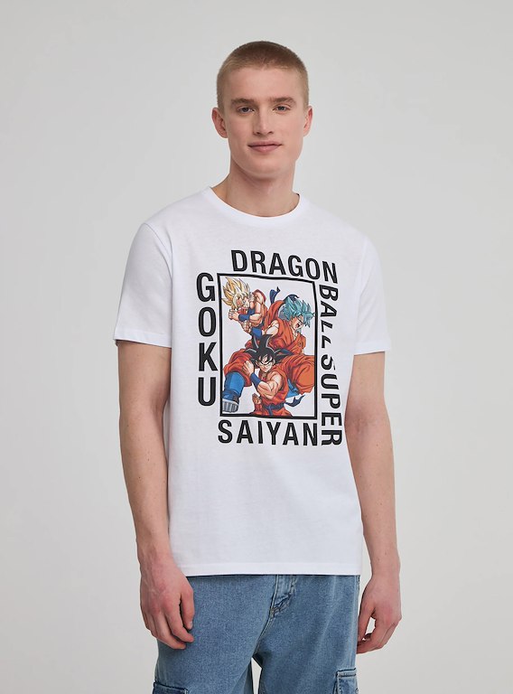 Majica sa štampom Dragon Ball Optička bela