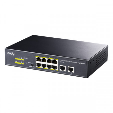 Cudy FS1010P 8-Port 10/100M PoE+ Switch, 2 Uplink 10/100M, 120W, 250m,4KV steel