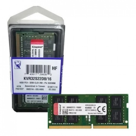 16GB DDR4/3200 SO-DIMM, KINGSTON KVR32S22D8/16, 1.2V, CL22
