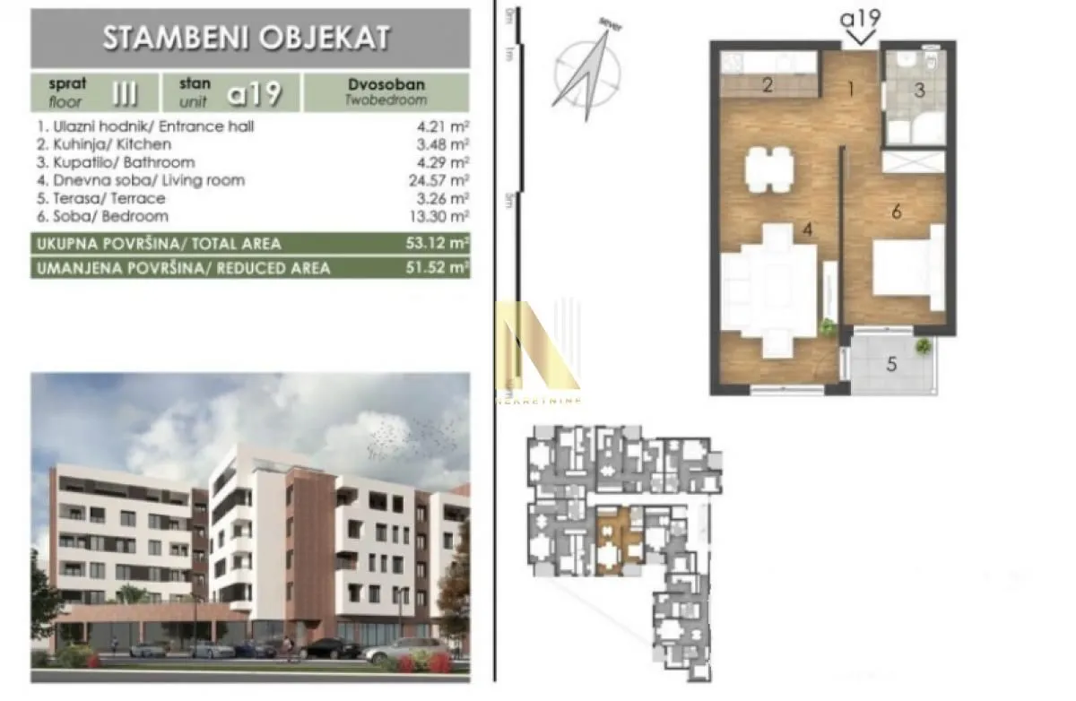 Prodaja, dvosoban stan, 51m2, Bulevar patrijarha Pavla, Novi Sad, Novi Sad