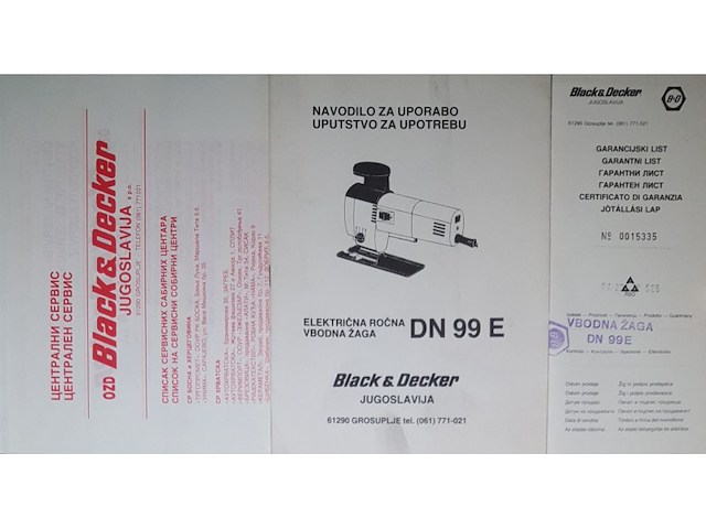 Uputstvo Za Ubodnu Testeru `BLACK &; DECKER` Jugoslavija