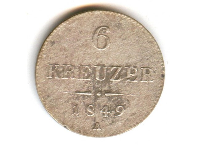 Austrija 6 kreuzer 1849 A