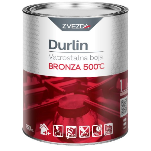 Zvezda Durlin Vatrostalna boja 500 °C srebrna 0,2l