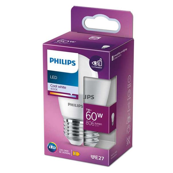 PHILIPS PS781 LED SIJALICA 7W (60W) P48 E27 4000K CW FR ND 1SRT4