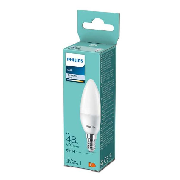 PHILIPS PS777 LED sijalica 6W (48W) B35 E14 CW 4000K FR ND 1PF/12-DISC