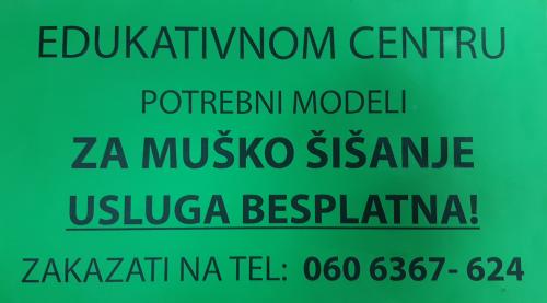 Hitno potrebni muski modeli za shishanje u okviru Edukacije za muskog frizera. Usluga je besplatna . Prijave na 06063676