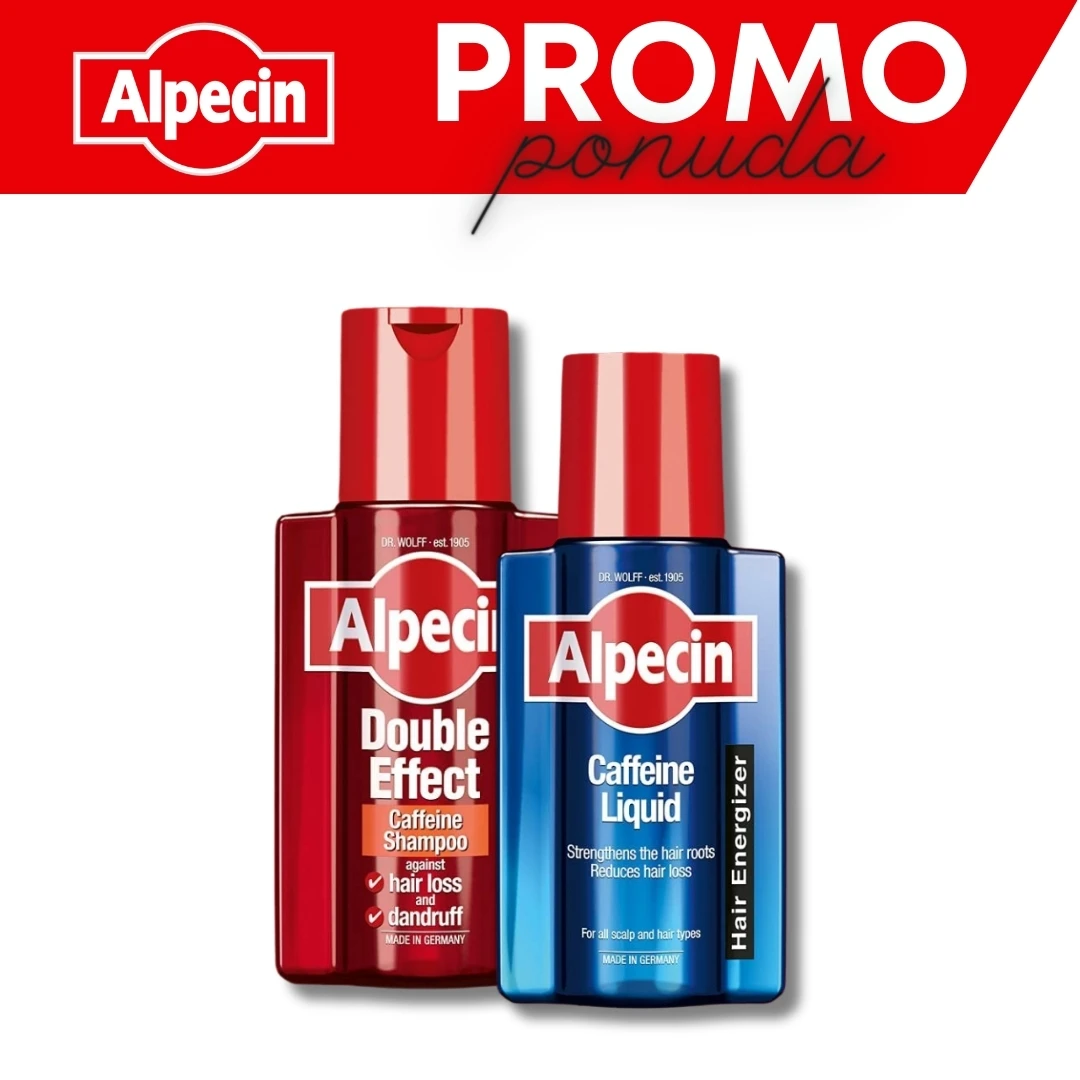 Alpecin PROMO PAKOVANJE Double Effect Kofeinski Šampon za Muškarce 200 mL i Kofeinski Losion 200 mL; Protiv Opadanja Kose i Masne Peruti