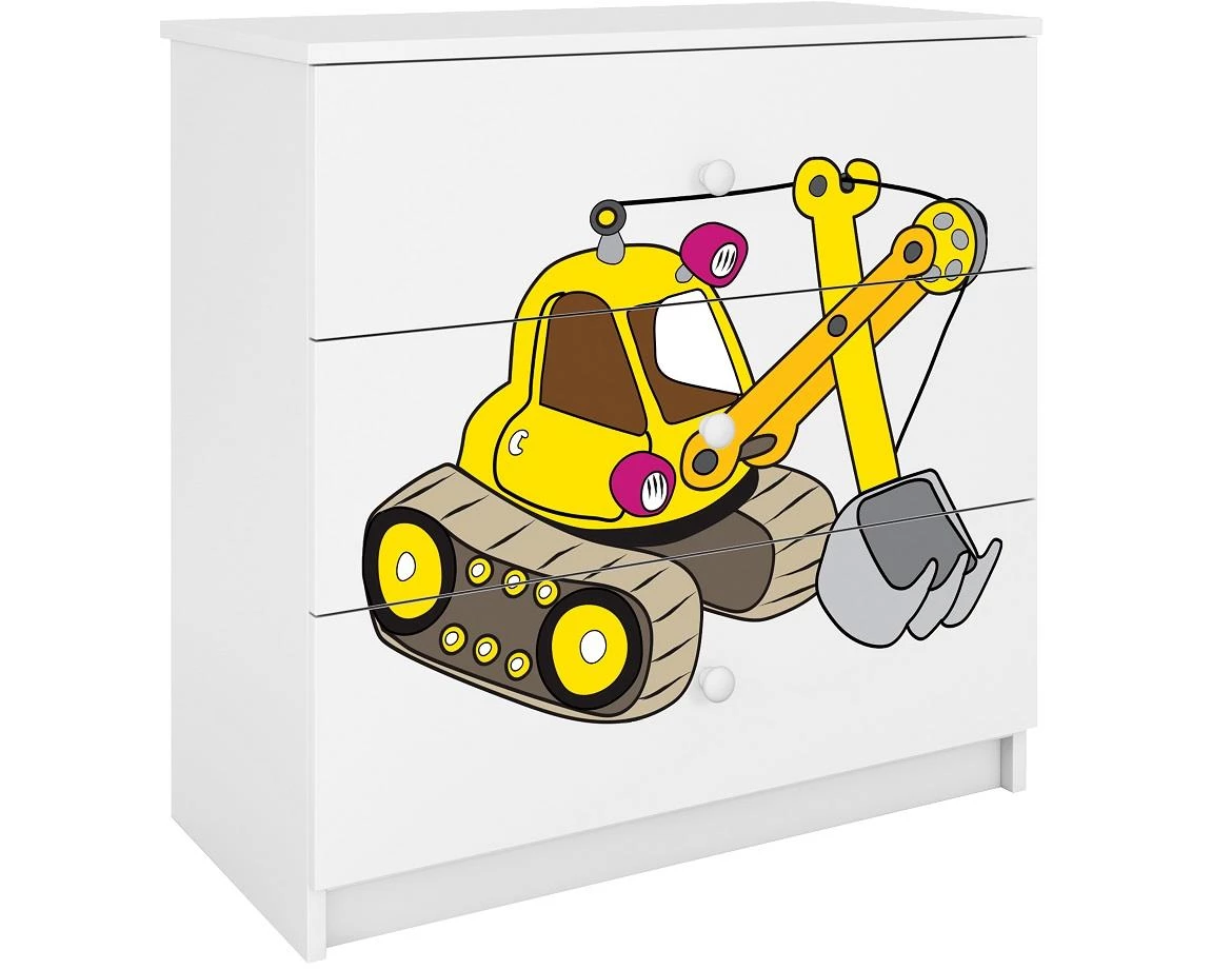 Babydreams komoda 3 fioke 81x41x80,5 cm bela/print bager