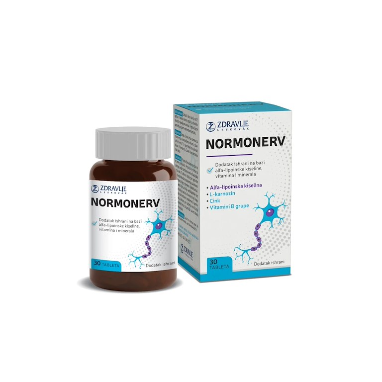 NORMONERV 30 Tableta sa Alfalipoinskom Kiselinom, L-karnozinom, Cinkom i B Vitaminima