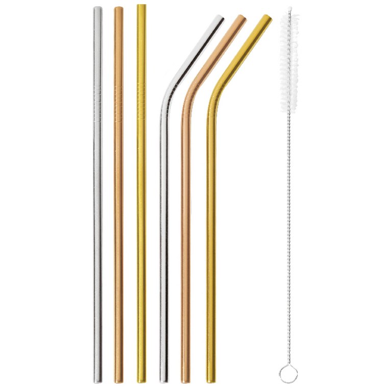 Sambonet Mix & Play Straws with brush – Set od 6 slamčica