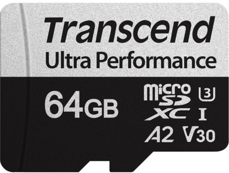 TRANSCEND 64GB microSD w/ adapter UHS-I U3 A2 TS64GUSD340S