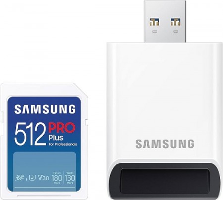 SAMSUNG 512GB PRO Plus SDXC UHS-I U3 V30 MB-SD512SB/WW