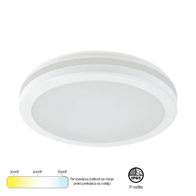 LED PLAFONJERA X09 300 24W 3000/4000/6500K IP65 BELA