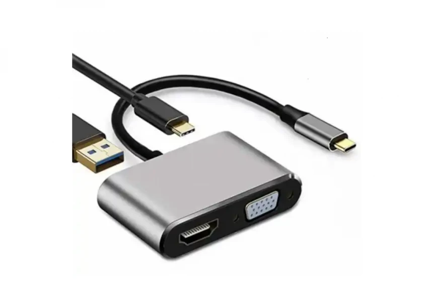 Adapter-konverter USB Tip C na HDMI 4K/VGA/1xUSB 3.0/Type C Linkom