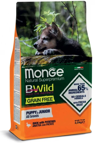MONGE - BWild | ALL BREEDS Grain Free PUPPY & JUNIOR - Duck