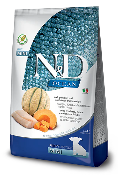 N&D - OCEAN GF | Puppy Mini - Cod & Cantaloupe Melon - Pumpkin
