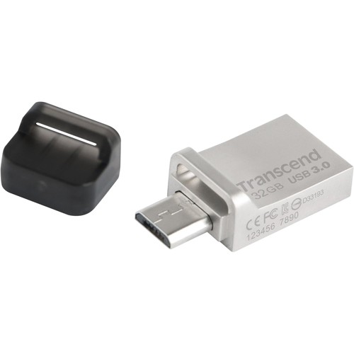 Transcend USB 32 GB JetFlash 880S OTG, USB3.0, Micro-USB2.0, 90/24 MB/s, Metalic, Ultra slim, Silver | TS32GJF880S