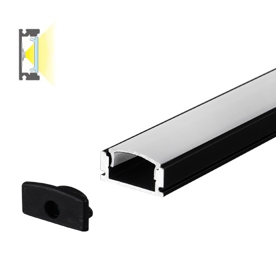 ALUMINIJUSMKI PROFIL ZA LED TRAKE 2mX17.4X7mm SET SA DIFUZEROM CRNI M509-C MITEA 5550021