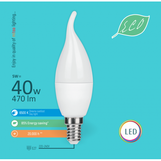 SIJA.E14 5W C36 DEKO 6500K LED ECO 5115