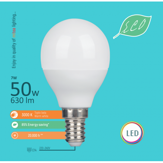 SIJA.E14 7W/3000K LED ECO G45 MITEA 5110