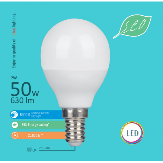 SIJA.E14 7W/6500K G45 LED ECO MITEA 5109