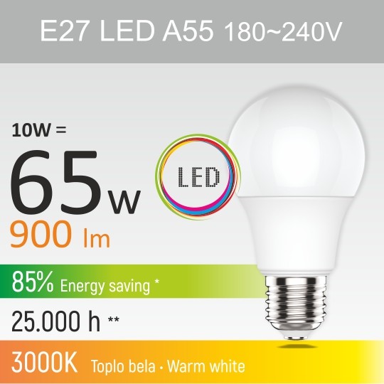 SIJA.E27 10W/3000K A55 LED MITEA 40018