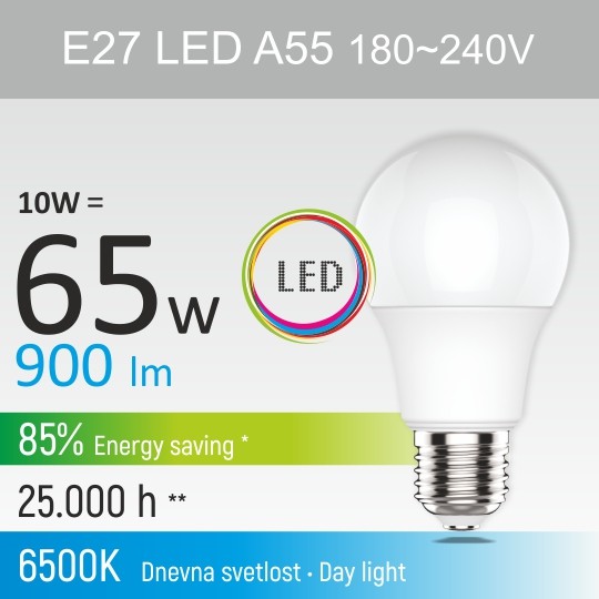 SIJA.E27 10W/6500K A55 LED MITEA 40017