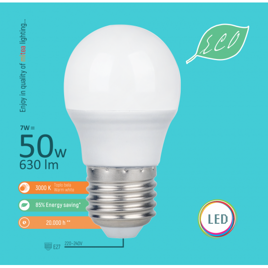 SIJA.E27 7W/3000K G45 LED ECO MITEA 5114