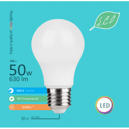 SIJA.E27 7W/4000K A58 LED ECO MITEA 51002