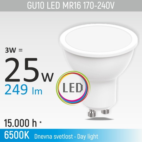 SIJA.GU10 3W/6500K/230V LED MITEA 40041