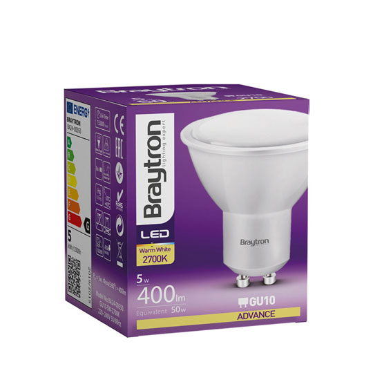SIJA.GU10 5W/3000K LED SMD BRAYTRON BA24-00550