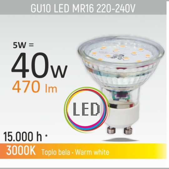 SIJA.GU10 5W/3000K LED STAKLENA MITEA 40100