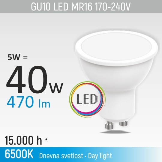 SIJA.GU10 5W/6500K LED MITEA 40043