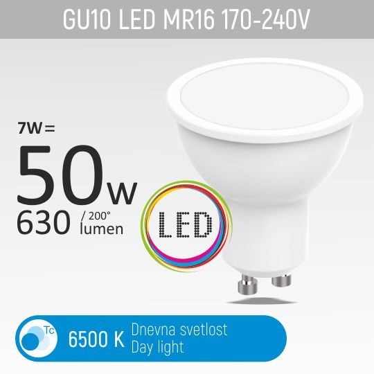 SIJA.GU10 7W/6500K LED MITEA 40056