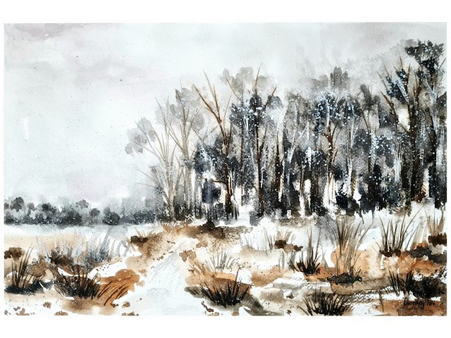 Miris zime - akvarel