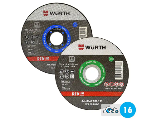 WURTH REZNA PLOCA RED LINE 125*1/22.23