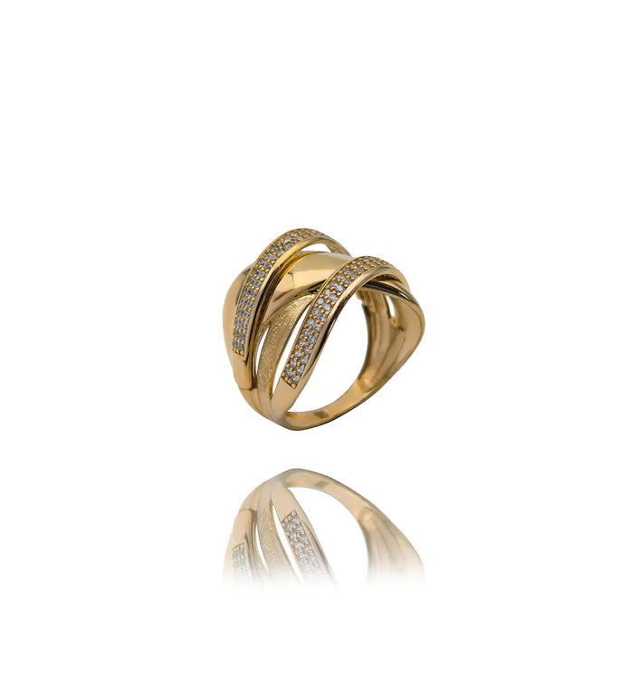 Ženski Zlatan prsten sa Cirkonima, 585, 15mm