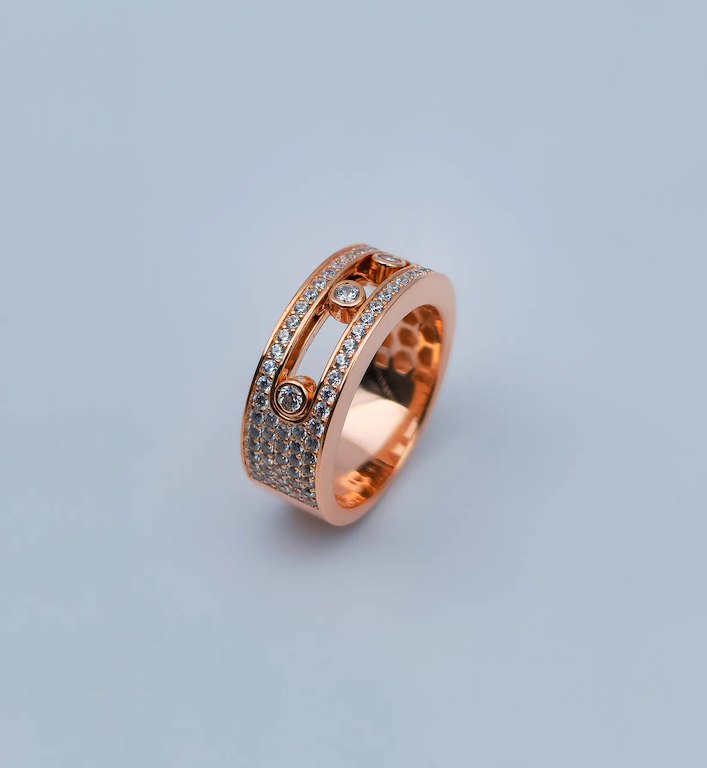 Ženski Srebrni prsten sa Cirkonima, 16mm, Rose gold