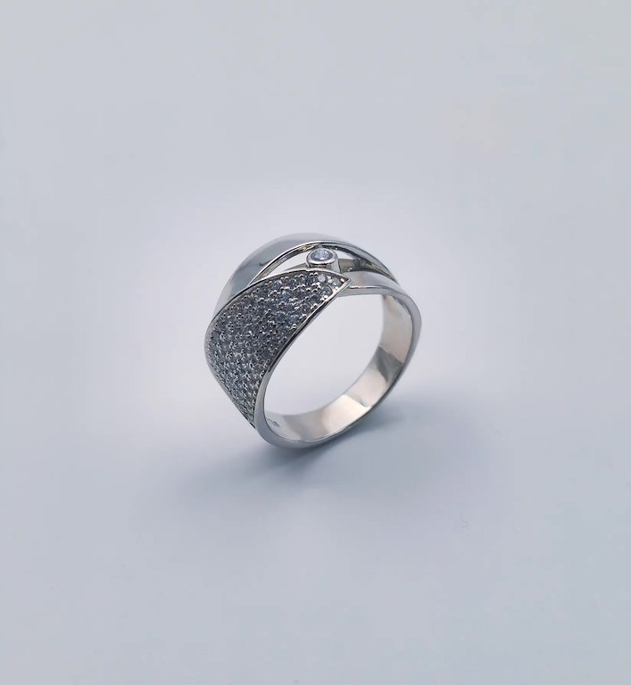 Ženski Srebrni prsten sa Cirkonima, 15mm