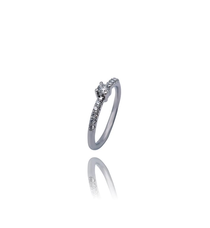 Ženski prsten od Belog zlata sa Brilijantima, 585, 13mm