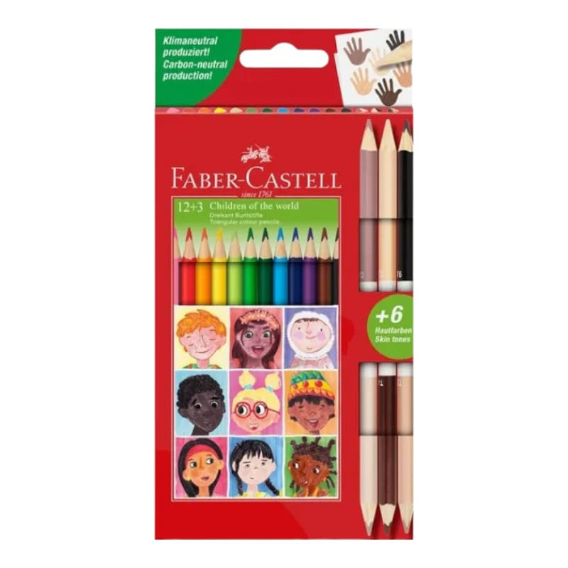 Drvene bojice FABER-CASTELL - Trouglaste 1-12 + 3 dvobojne