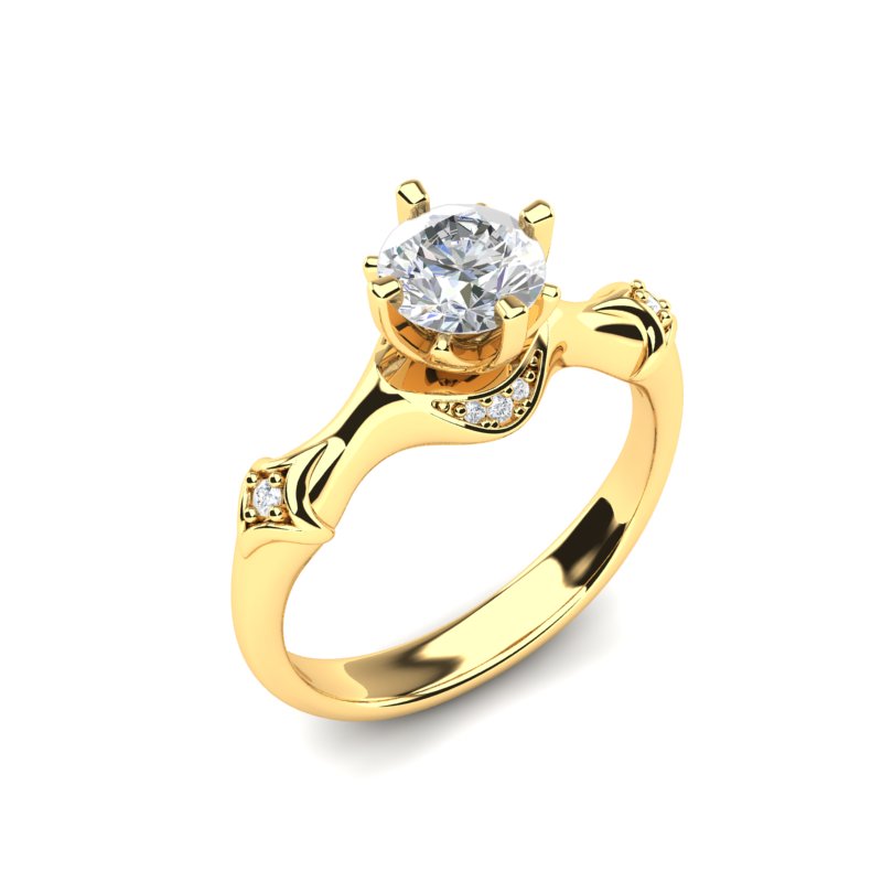Zlatni prsten sa cirkonima Tau