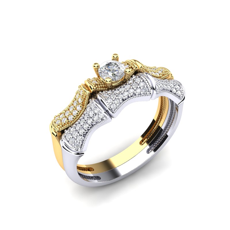 Prsten od belog i žutog zlata sa cirkonima Beata