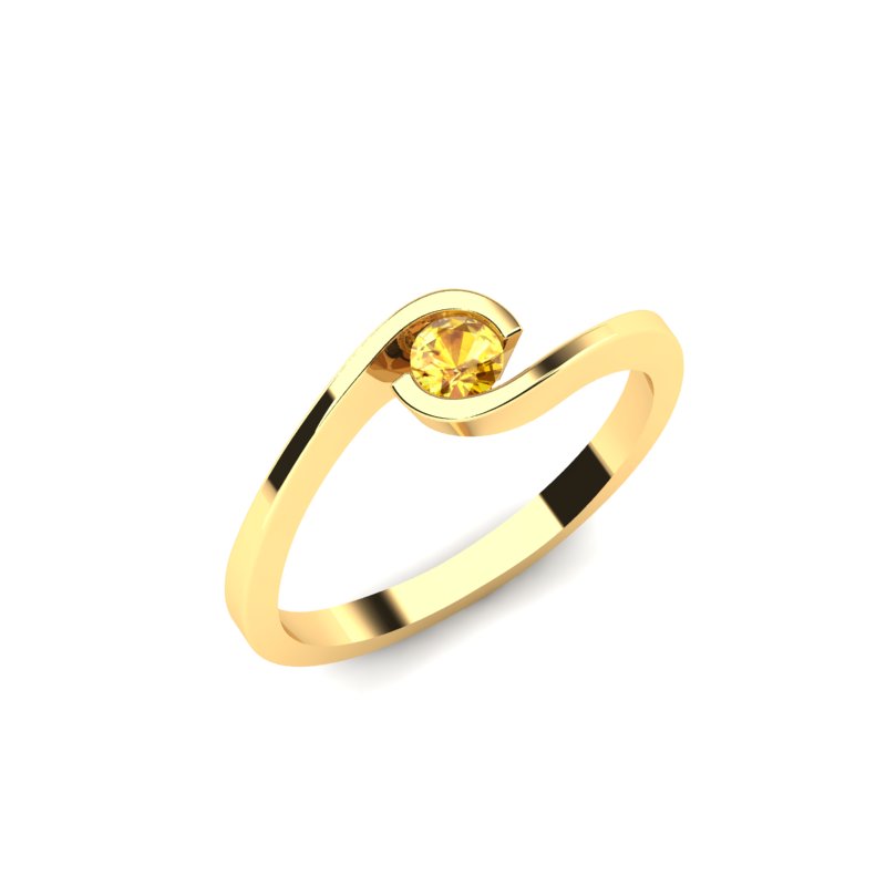 Zuti Safir na zlatno prstenu Vanda3