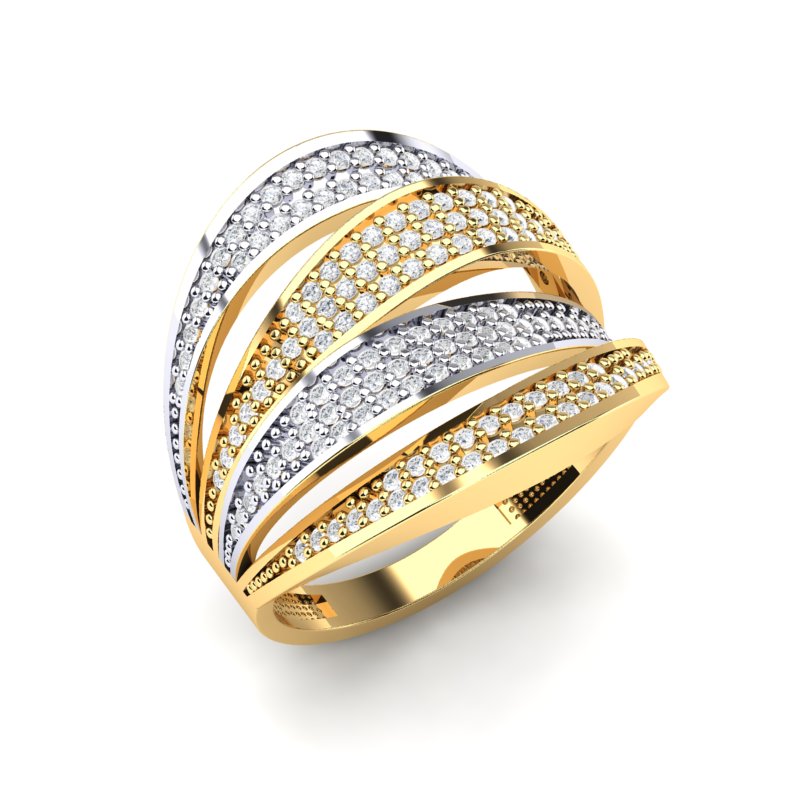 Prsten od žutog i belog zlata sa cirkonima Valerija