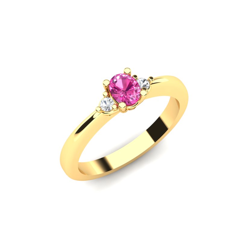 Zlatno prstenje sa pink safirom i dijamantima Zoja