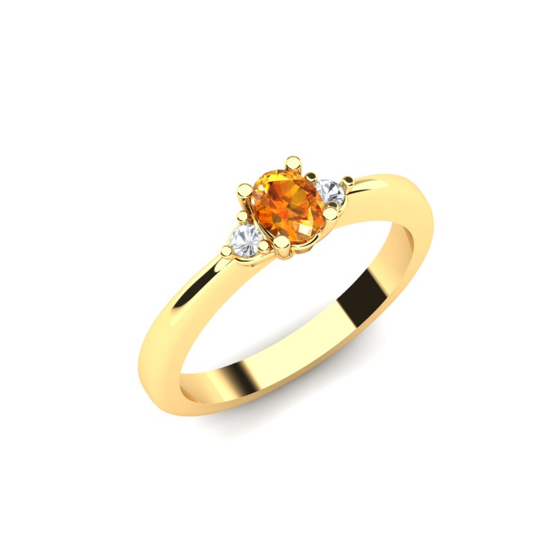 Zlatno prstenje sa narandžastim safirom i dijamantima Zoja3